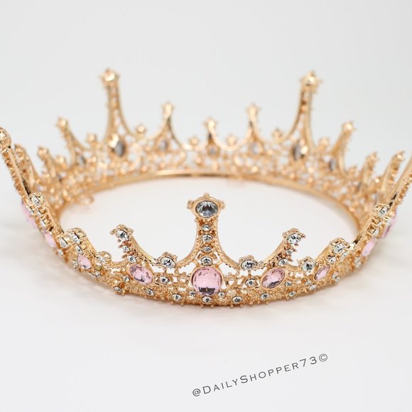 Accessories | Womens Pastel Pink Glass Rhinestone Rose Gold Circlet ...